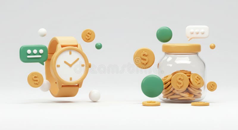 Time is Money: Save & Invest Stock Illustration - Illustration of money ...