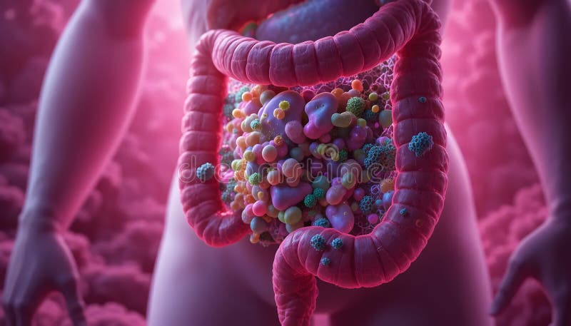 Gut Microbiome Visualization Stock Illustration - Illustration of ...