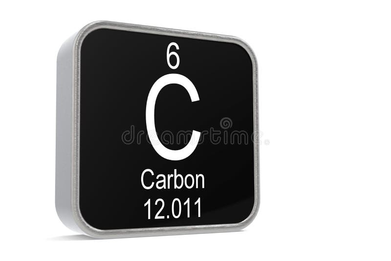 3D Rendering Illustration of a Carbon Element Symbol on Square Block ...