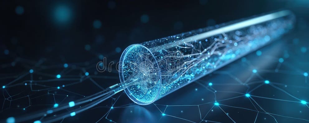 3D Rendering Illustration Depicts Abstract Glass Tube Transmitting ...