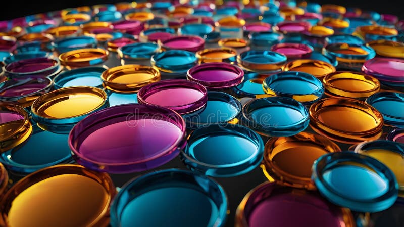 3D Rendering Illustration Featuring a Composition of Glass Disc Shapes ...