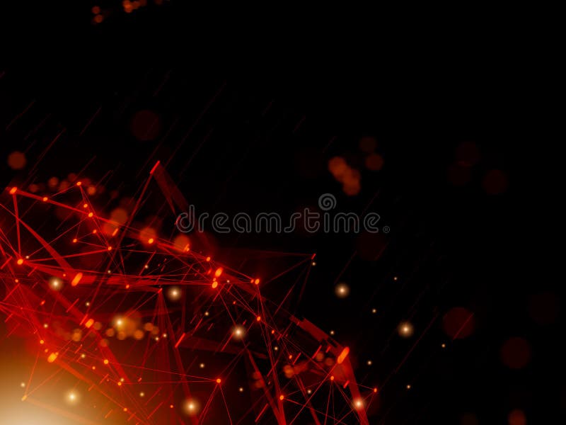 3D Rendering Illustration. Futuristic Polygonal Abstract Illuminate Red ...