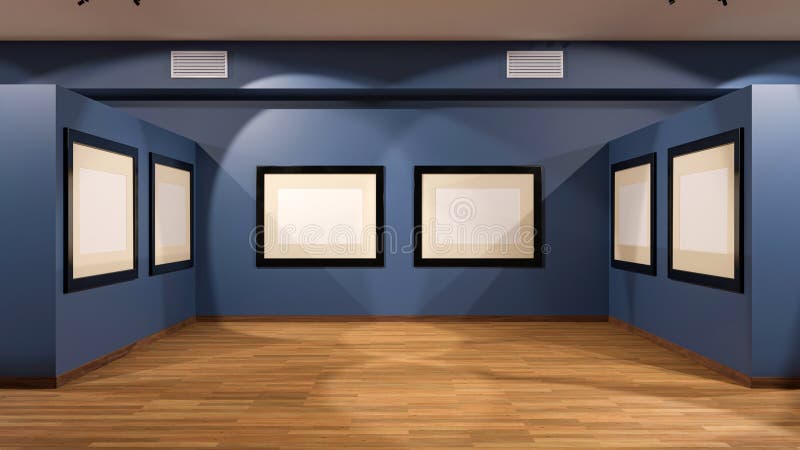 3D Rendering Illustration Interior Design Gallery Hall Exhibition Stock ...