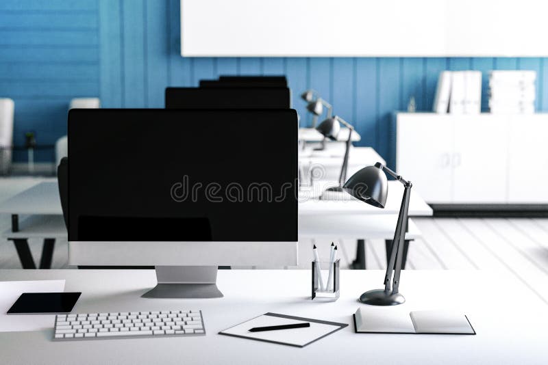 3D Rendering : Illustration of Modern Interior Creative Designer Office ...