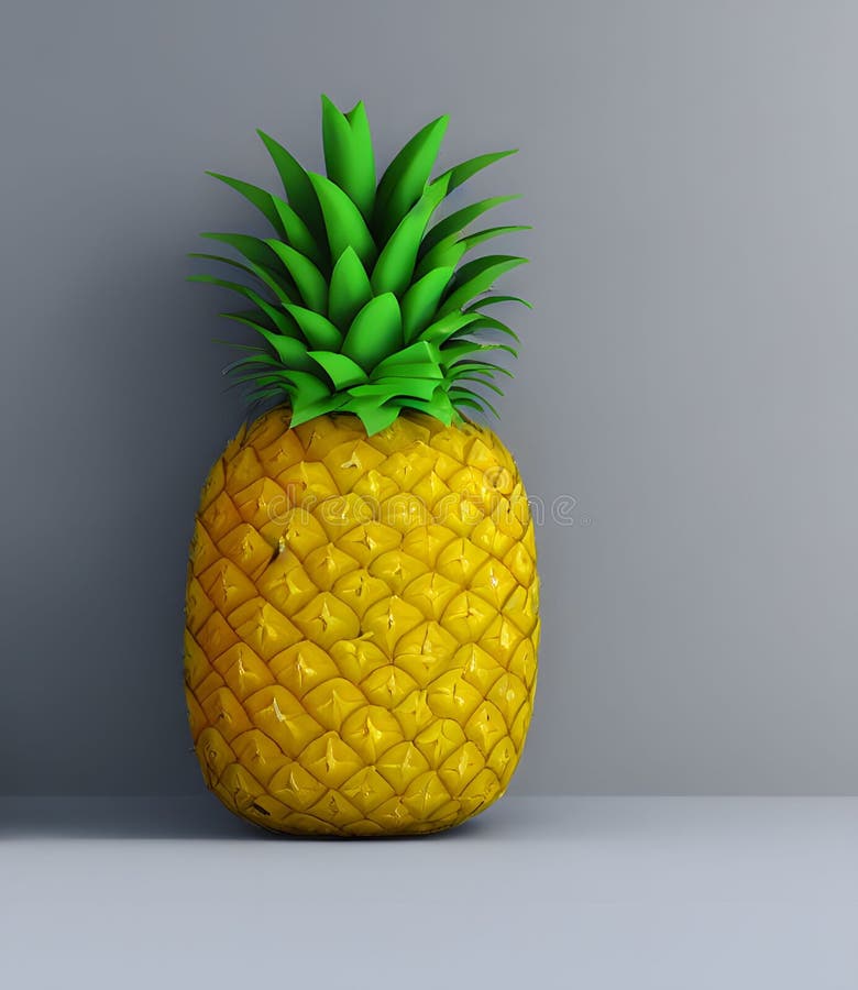 3d Rendering Illustration of the Raw Pineapple with Green Leaves and ...