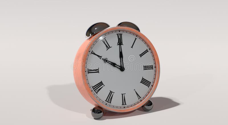 3D Rendering Illustration. Round Alarm Clock Isolated on Light Smooth ...