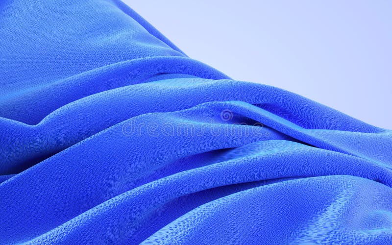 3d Rendering Illustration of Soft Cloth Blue Material on Flat ...