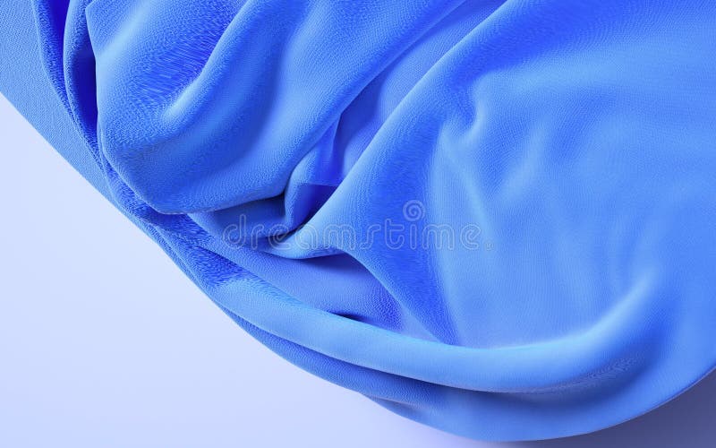 3d Rendering Illustration of Soft Cloth Blue Material on Flat ...