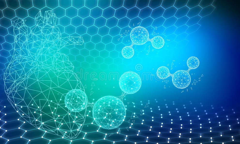 3D Rendering Illustration of a Space Polygonal - Innovative Polymer ...