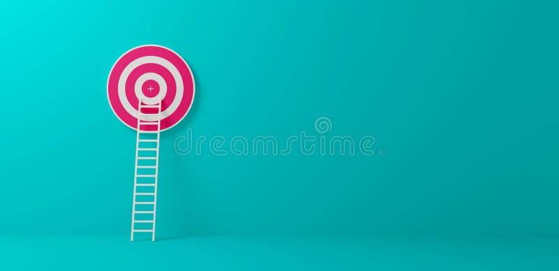 Longest White Ladder and Aiming High To Goal Target with Copy Space ...