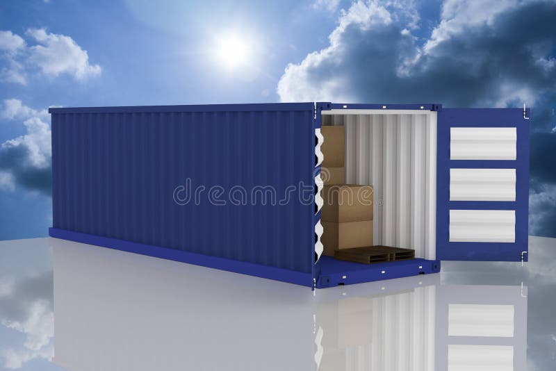 3D Rendering : Illustration of Two Container with One Opened Container ...
