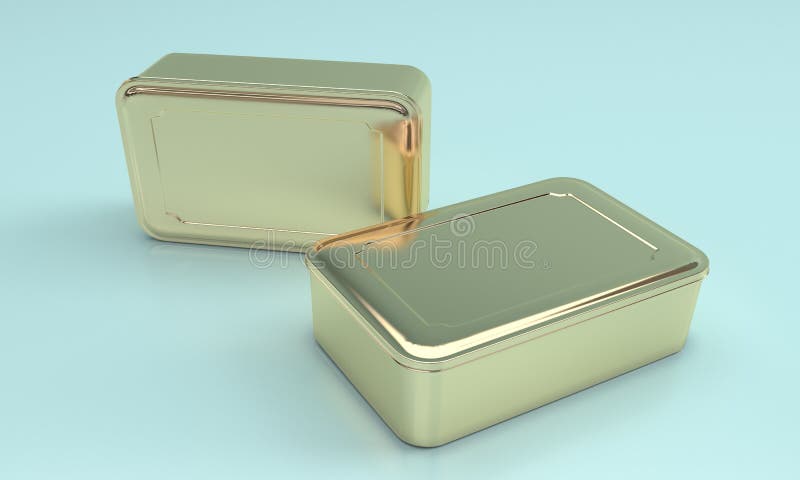 3d Rendering Illustration of Two Golden Metallic Containers for Food on ...