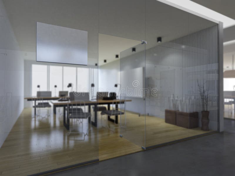 3d Rendering Image of Blank Sign on Glass Wall Stock Illustration ...