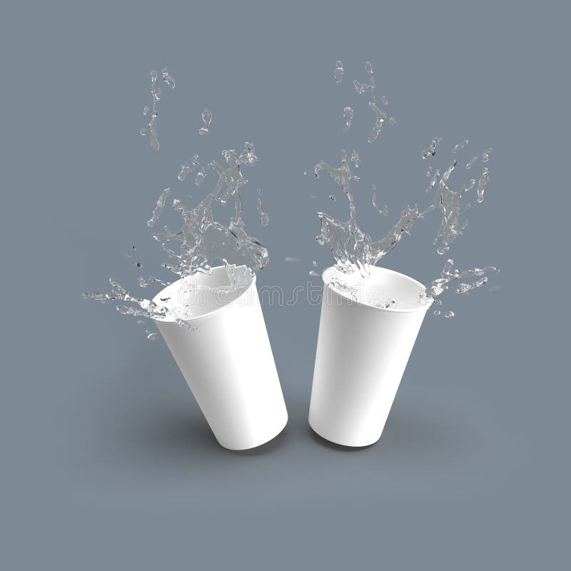3d Rendering Image of 2 Cups and Water Splash Stock Illustration ...