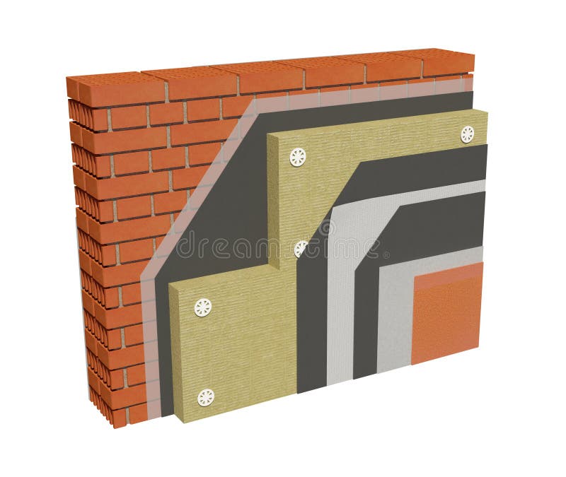 3d Rendering Image of Insulated House Wall. Stock Illustration ...