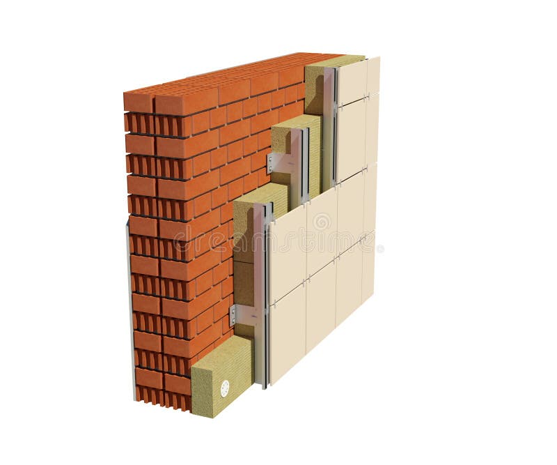 3d Rendering Image of Insulated House Wall. Stock Illustration ...