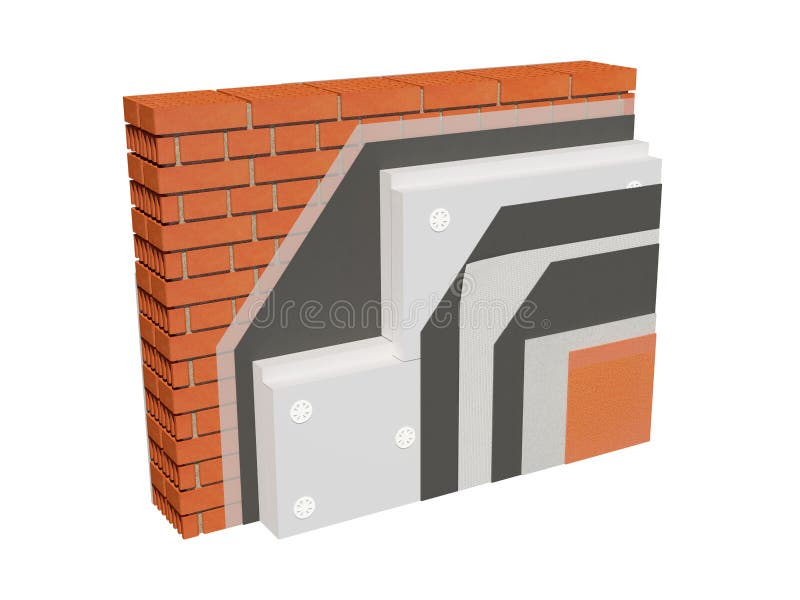 3d Rendering Image of Insulated House Wall. Stock Illustration ...