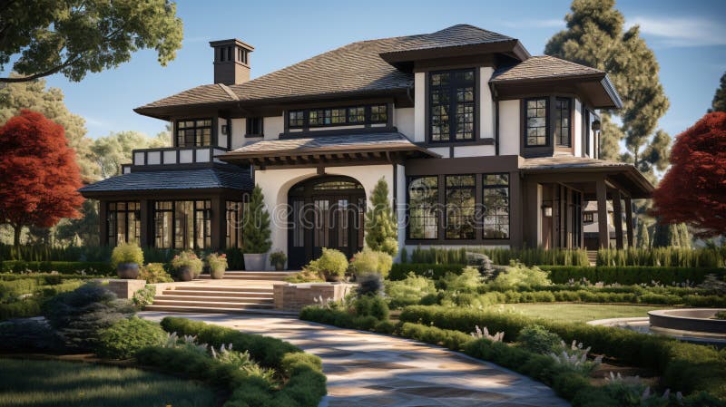 3D Rendering Image of a Luxury House Stock Illustration - Illustration ...