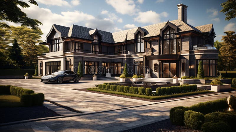 3D Rendering Image of a Luxury House Stock Illustration - Illustration ...