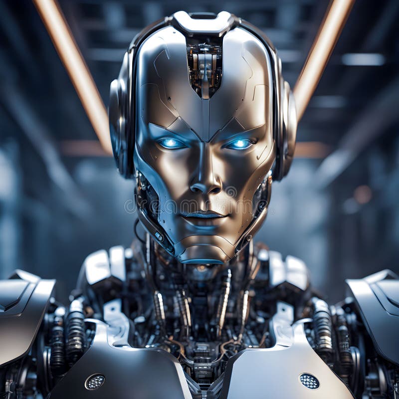 3d Rendering of an Image of a Male Cyborg Stock Illustration ...