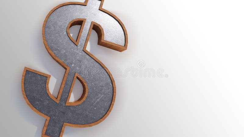 A 3d Rendering Image of US Dollar Sign Made from Steel and Wood Stock ...