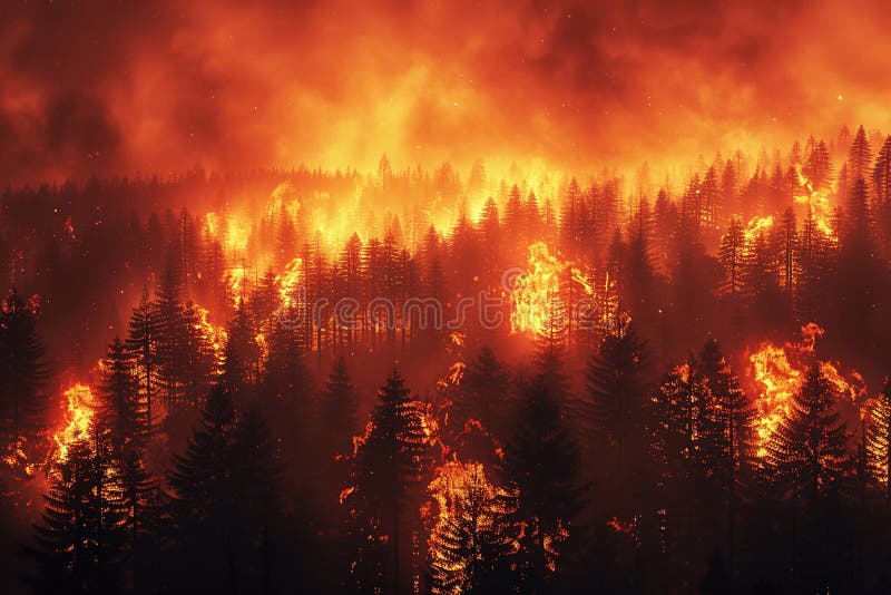 3D Rendering Image of Widespread Forest Fires Causing Pollution and ...