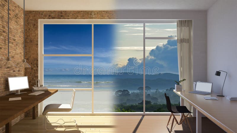 3d Rendering Image of 2 Working Tables Stock Illustration ...