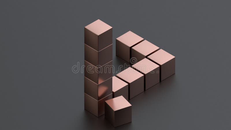 3D Rendering of an Impossible Figure Consisting of Pink Metal Cubes ...