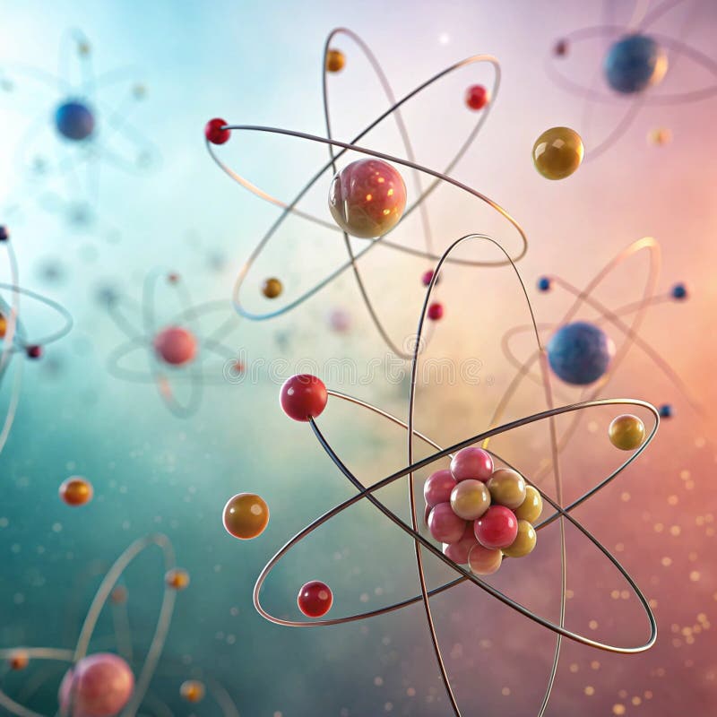 3D Rendering of Impression of Atoms with Electrons Stock Illustration ...