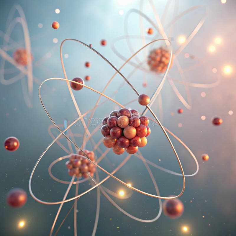 3D Rendering of Impression of Atoms with Electrons Stock Illustration ...