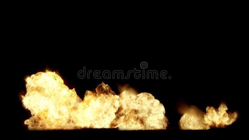 3D Rendering of Impressive Explosions Isolated on Black Background ...