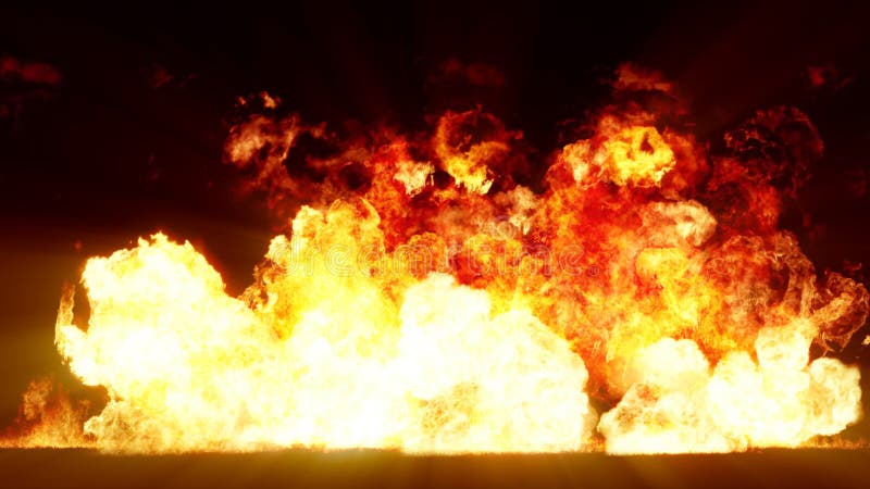 3D Rendering of Impressive Explosions Isolated on Black Background ...