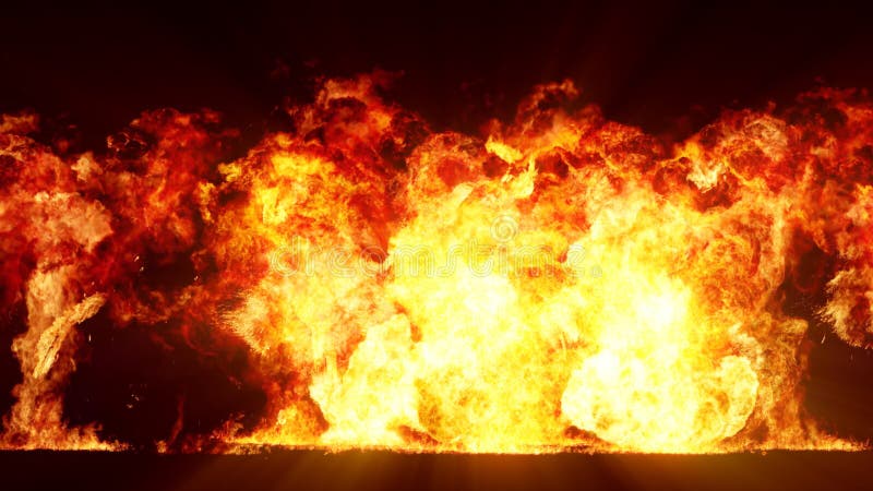 3D Rendering of Impressive Explosions Isolated on Black Background ...
