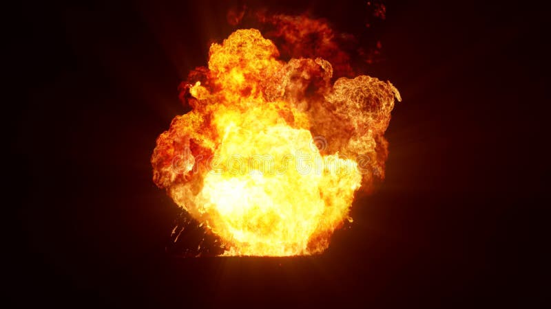 3D Rendering of an Impressive Intense Explosion on a Black Background ...