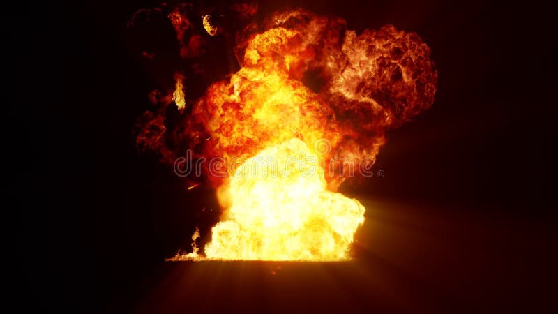 3D Rendering of an Impressive Intense Explosion on a Black Background ...