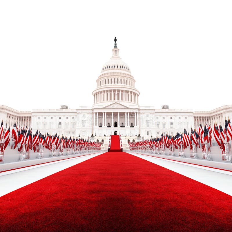 A 3D Rendering of an Inauguration Ceremony Featuring a Podium with ...
