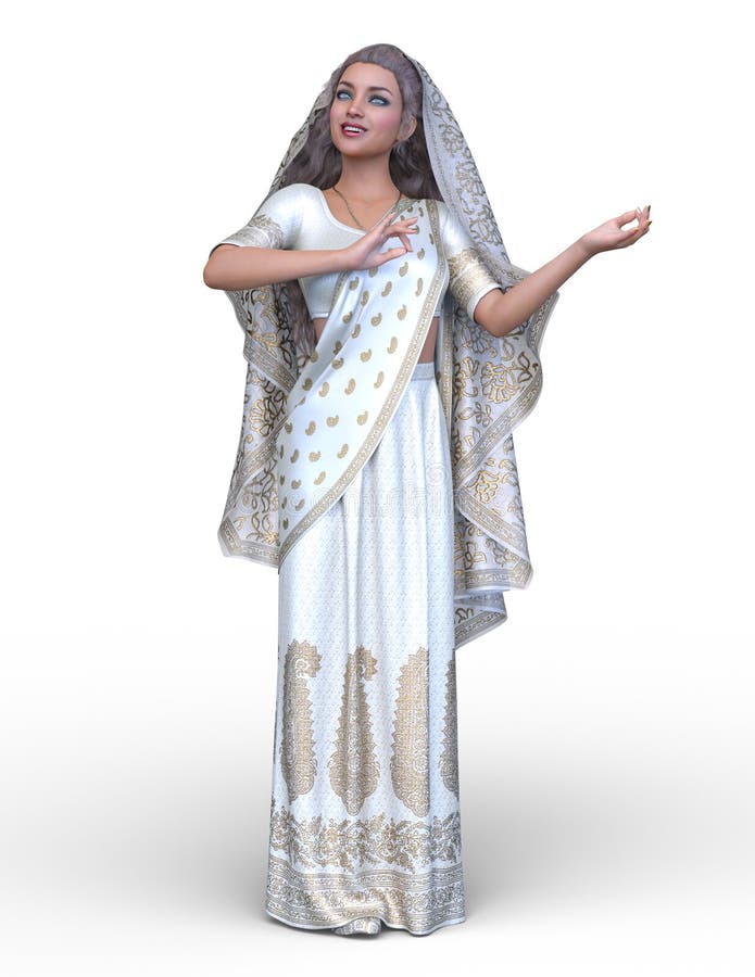 3D Rendering of Indian Woman Stock Illustration - Illustration of ...