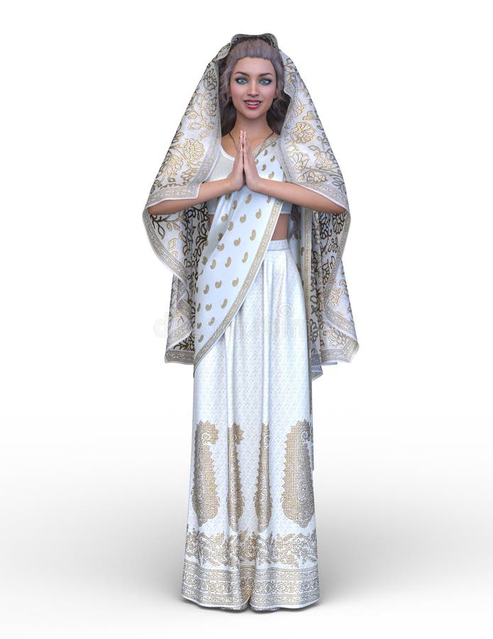 3D Rendering of Indian Woman Stock Illustration - Illustration of ...
