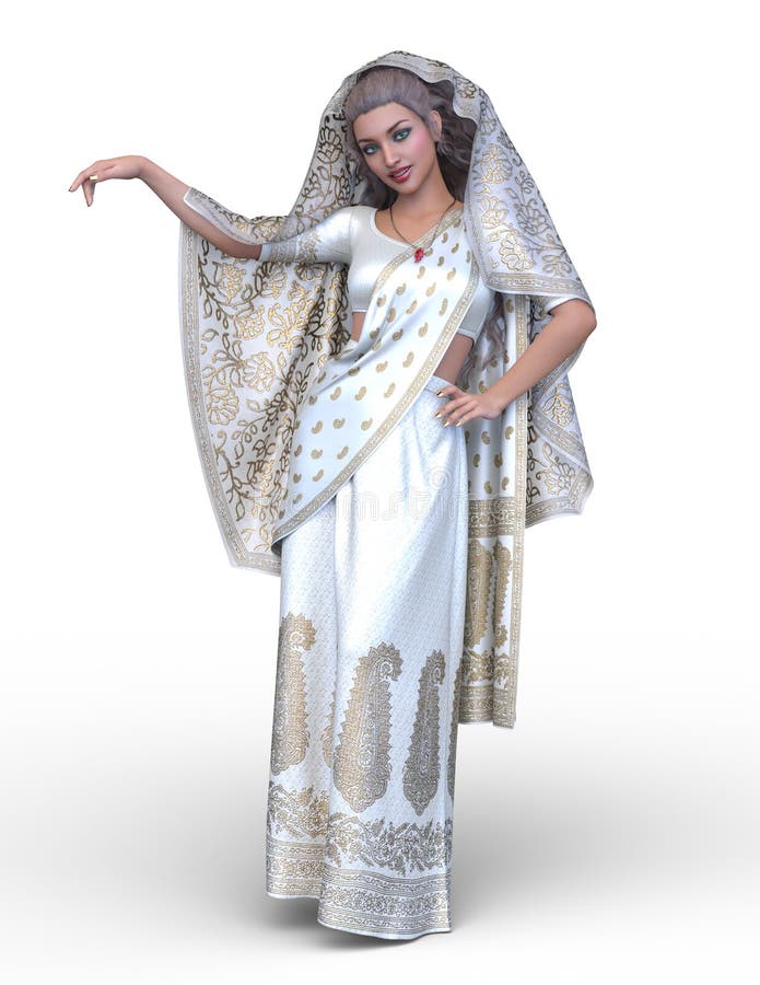3D Rendering of Indian Woman Stock Illustration - Illustration of woman ...