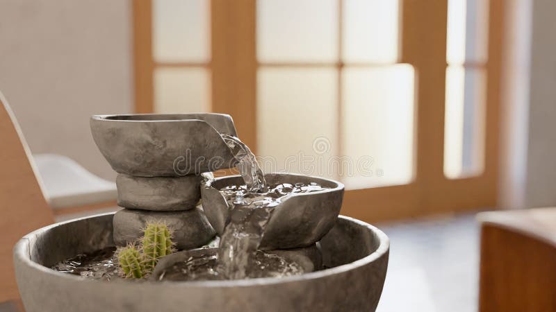 3d Rendering of a Indoor Fountain with Water Stock Illustration ...