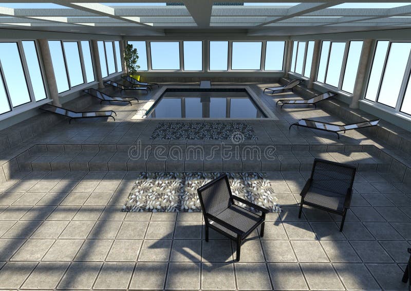 3D Rendering Indoor Pool stock illustration. Illustration of relaxation ...