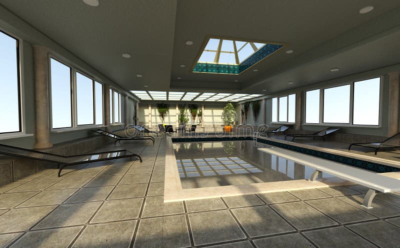 3D Rendering Indoor Pool stock illustration. Illustration of sport ...