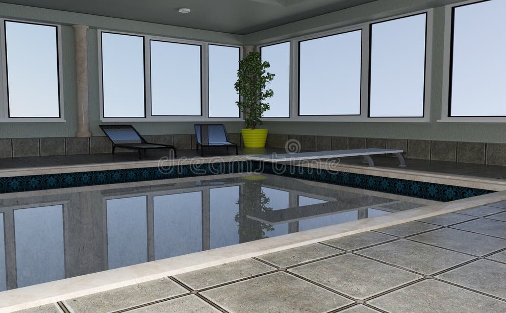 3D Rendering Indoor Pool stock illustration. Illustration of leisure ...