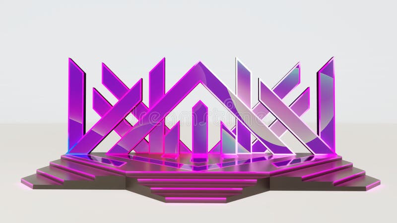 3d Rendering of Event Stage Design with Black Screen Projector ...