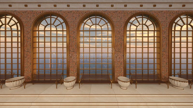 3D Rendering of the Indoor Swimming Pool Stock Illustration ...