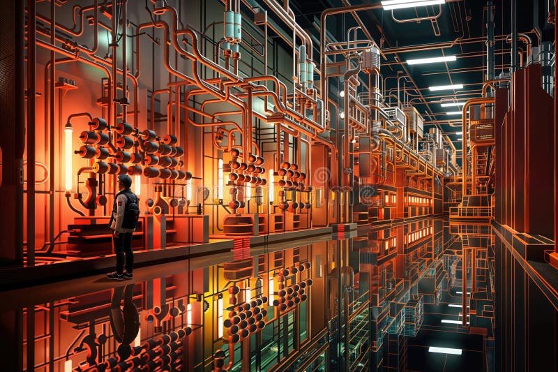 Industrial Interior of a Power Electrical Distribution Installation, Generative Ai Stock ...