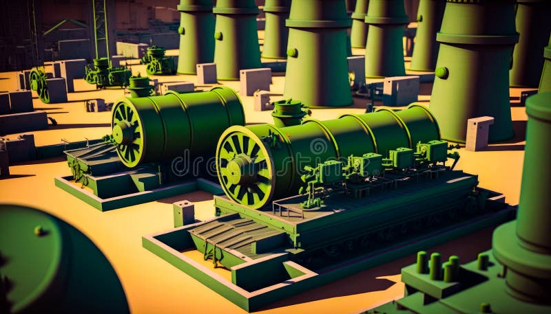 3d Rendering of an Industrial Plant with Green Pipes. Generative AI ...