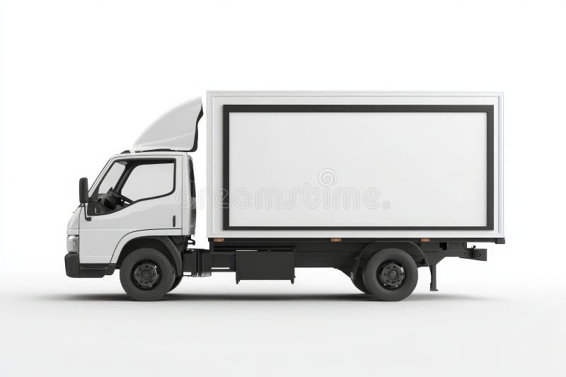 3D Rendering of an Industrial White Cargo Van Truck. Stock Illustration ...