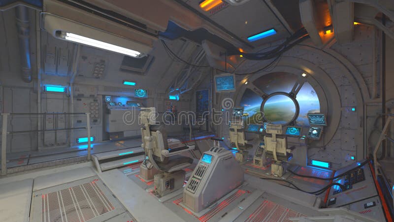 3D Rendering of Inside the Spaceship Stock Illustration - Illustration ...