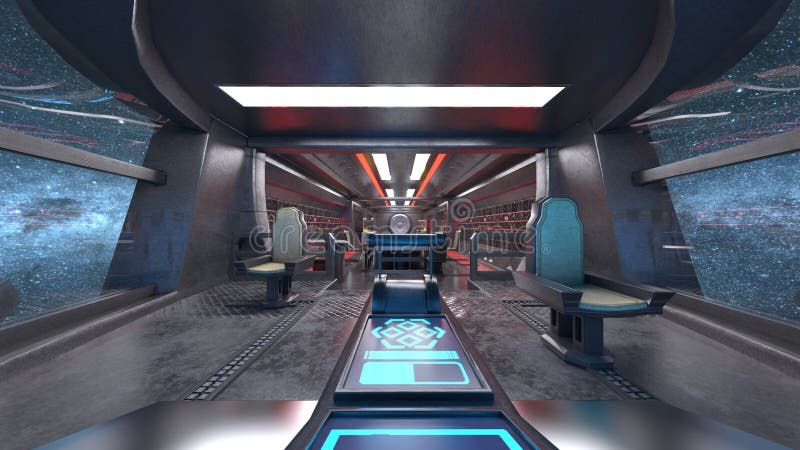 3D Rendering of the Inside the Spaceship Control Room Stock ...